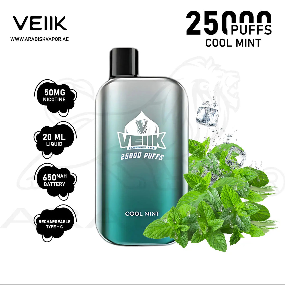 VEIIK SPACE MIST 25000 PUFFS 50MG - COOL MINT – Arabisk Vape