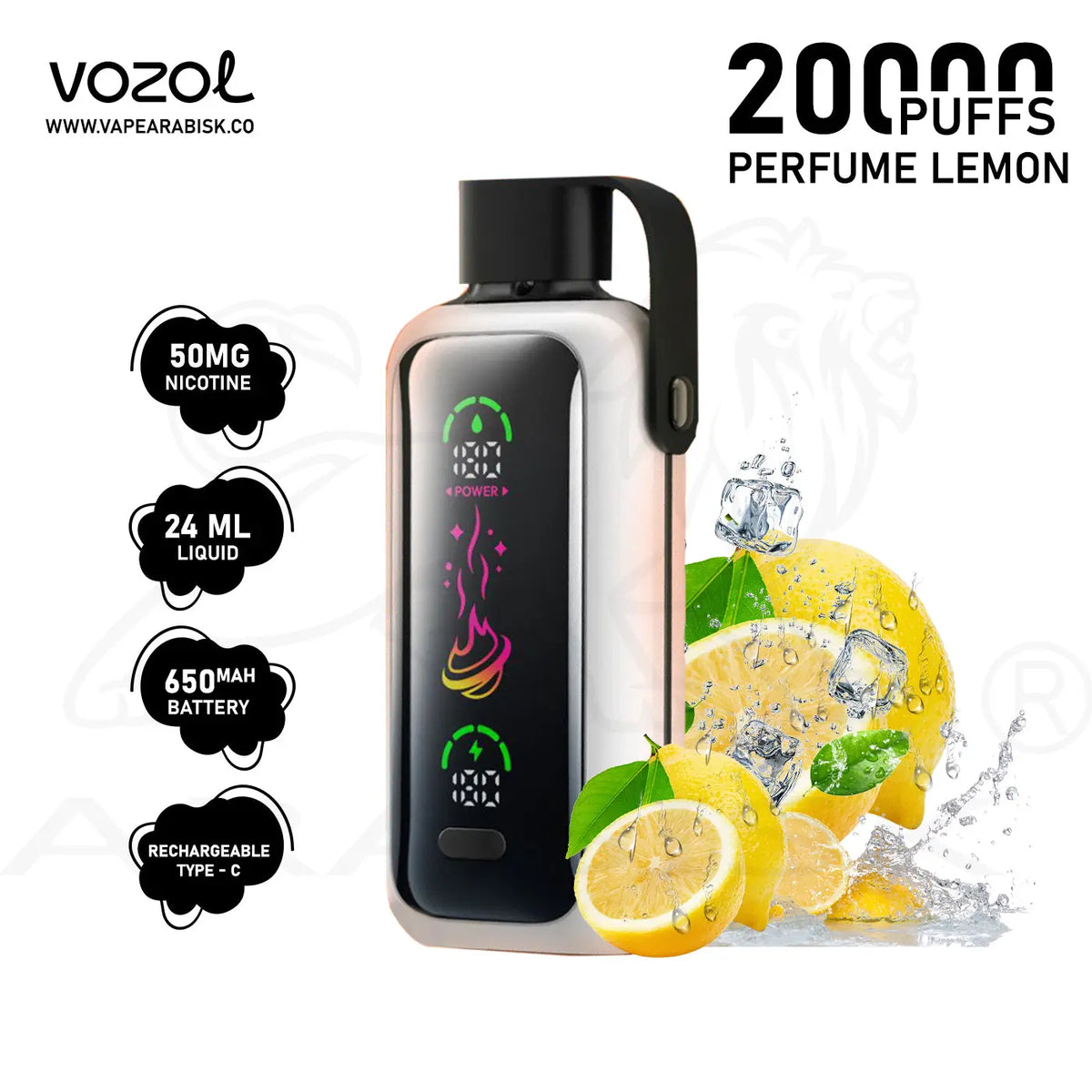 VOZOL STAR 20000 PUFFS 50MG - PERFUME LEMON | DISPOSABLE DEVICES – Arabisk Vape