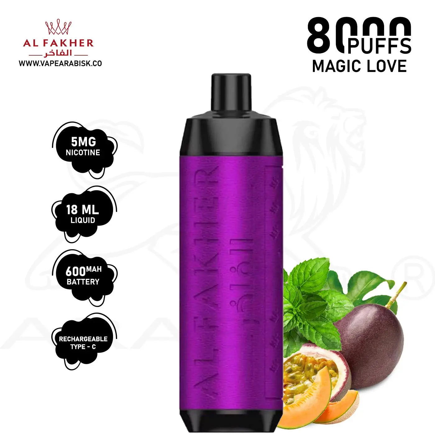 AL FAKHER CROWN BAR 8000 PUFFS 5 MG - MAGIC LOVE – Arabisk Vape