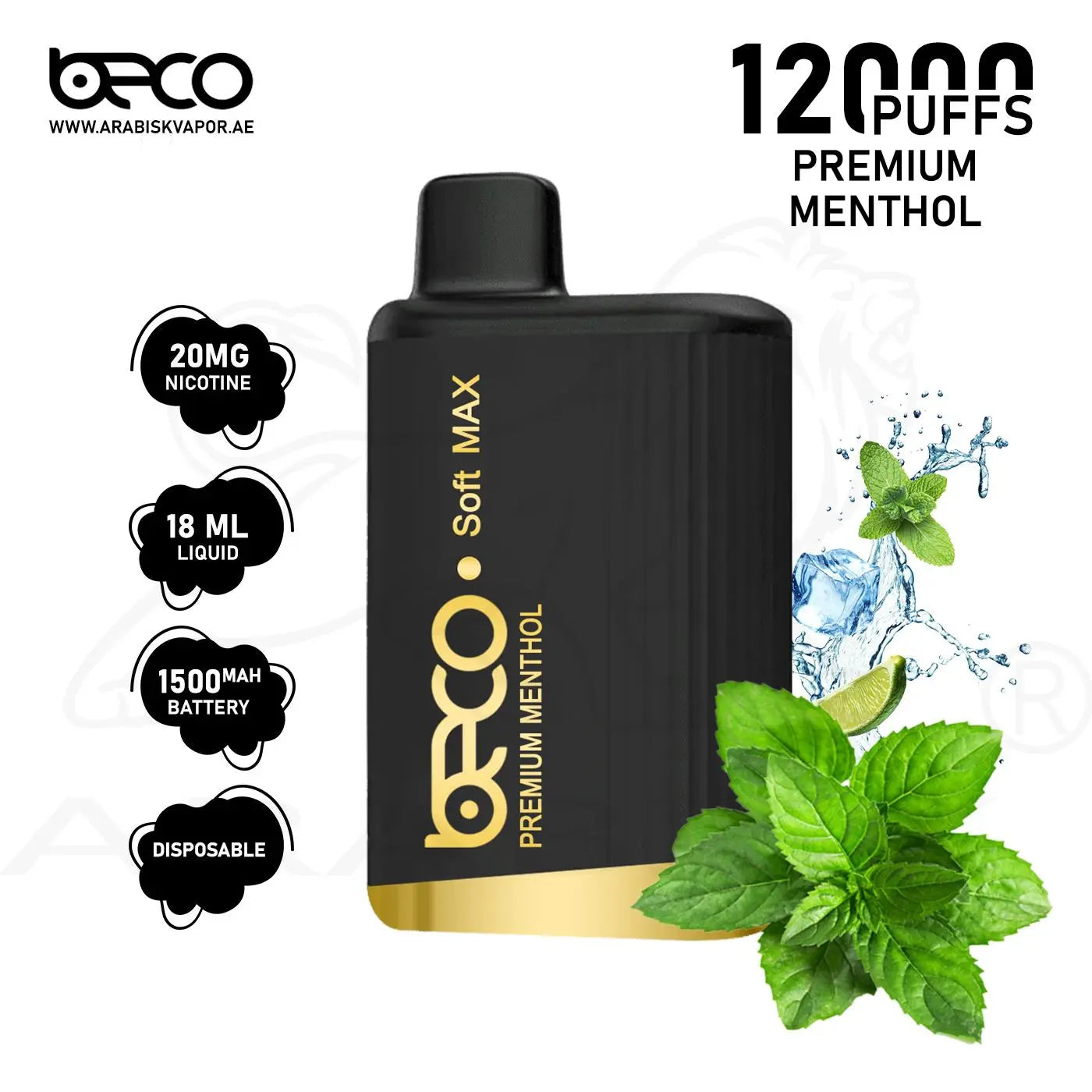 BECO SOFT MAX 12000 PUFFS 20MG DISPOSABLE DEVICES - PREMIUM MENTHOL ...