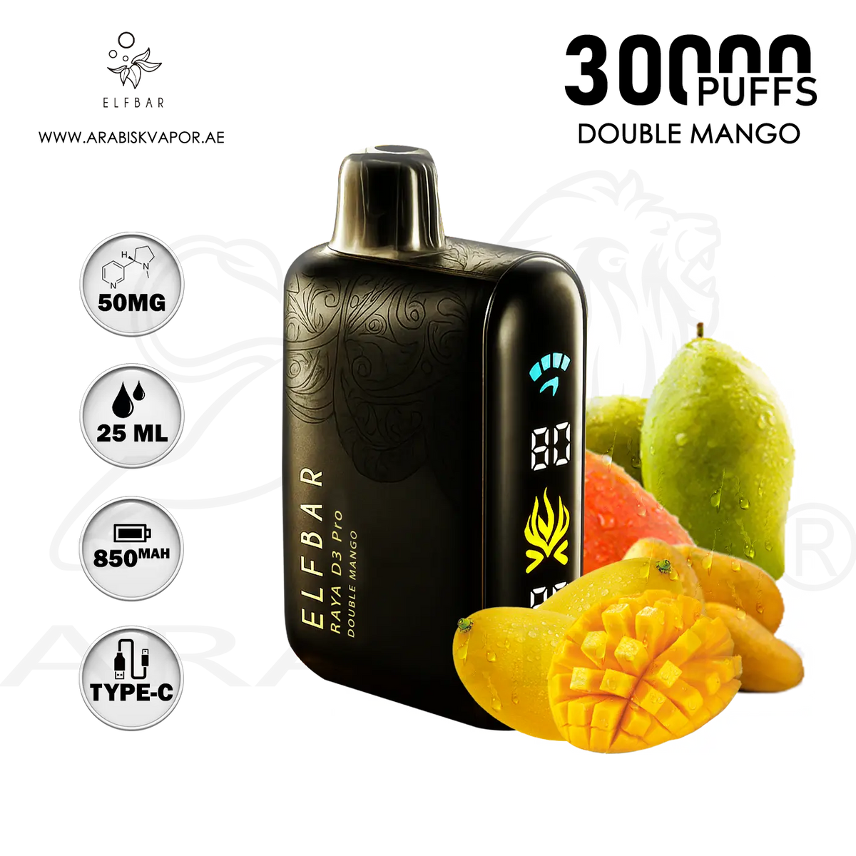 ELFBAR RAYA D3 PRO 30000 PUFFS 50MG - DOUBLE MANGO | DISPOSABLE DEVICES ...