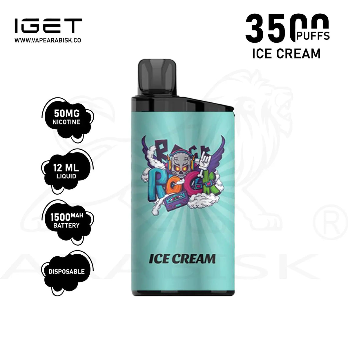 IGET BAR DISPOSABLE POD DEVICE 3500 PUFFS 50MG - ICE CREAM – Arabisk Vape