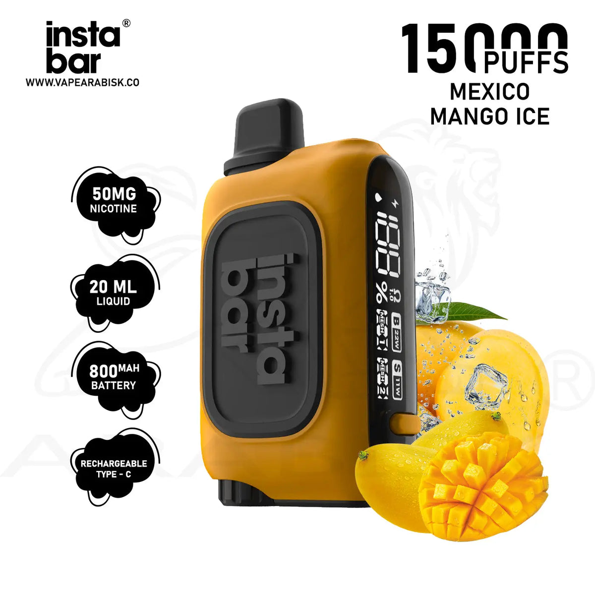 INSTABAR WT15000 PUFFS 50MG - MEXICO MANGO ICE | DISPOSABLE DEVICES ...