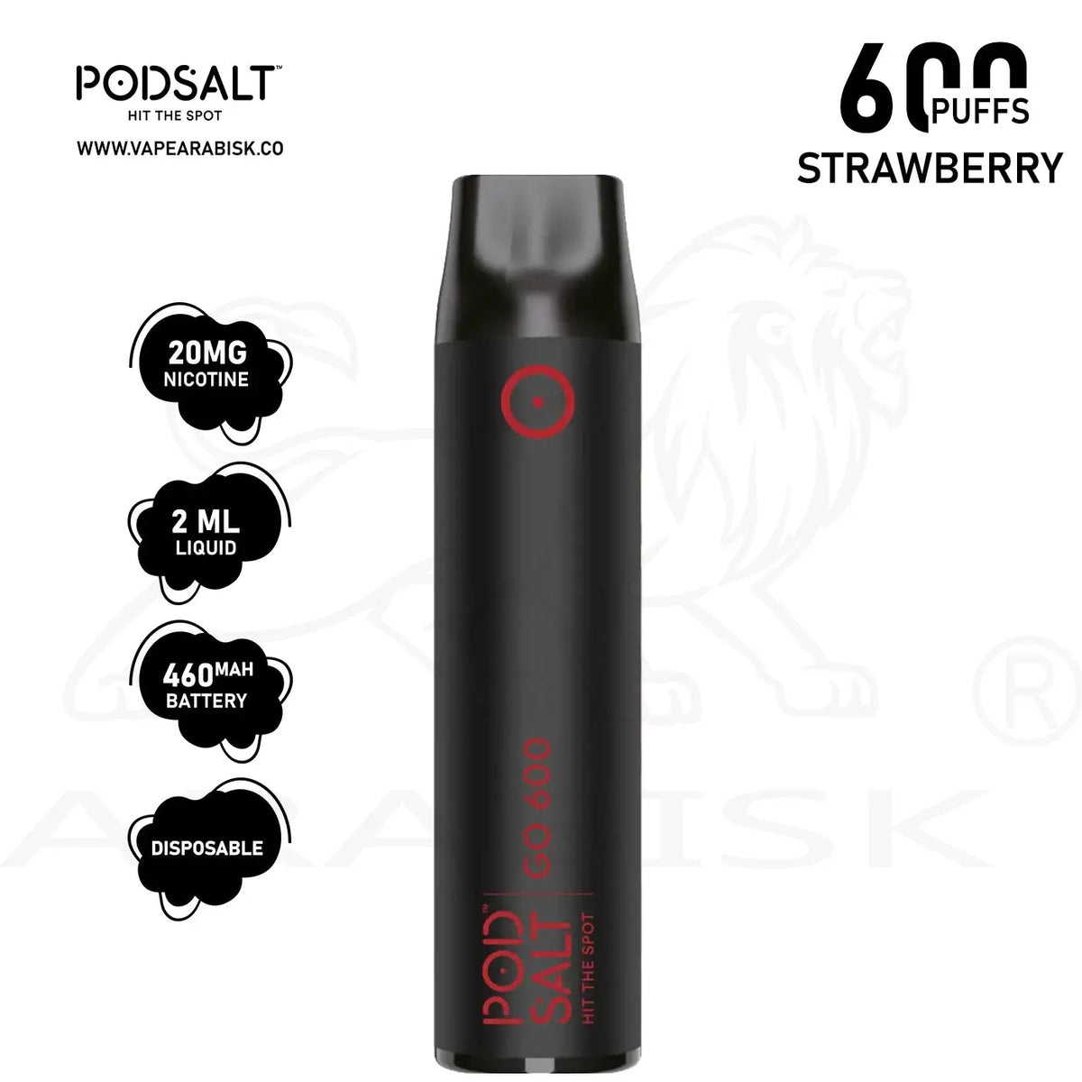 Pod Salt Go 600 Strawberry DISPOSABLE DEVICE 2ML - 20MG/ML – Arabisk Vape
