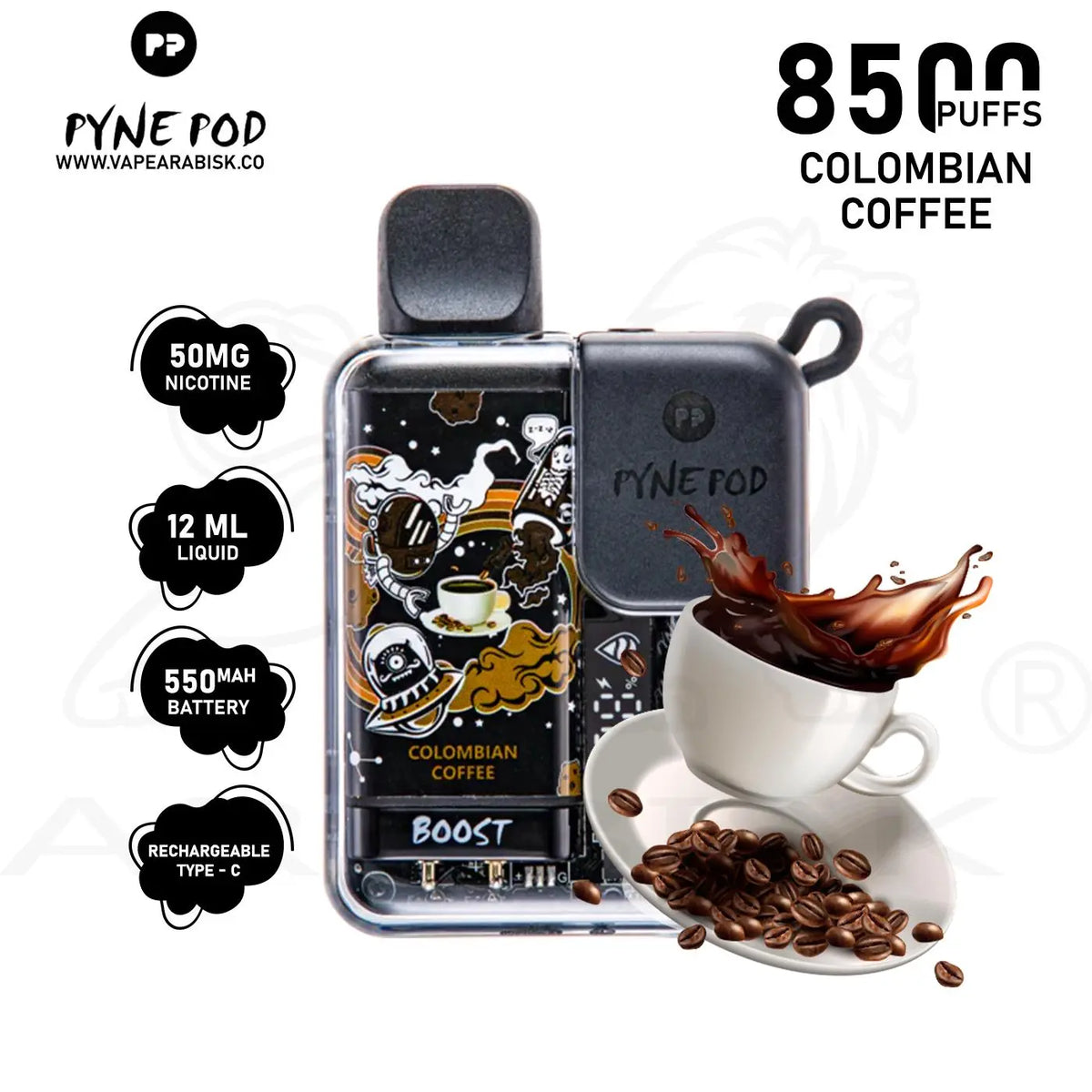 Buy PYNE POD 8500 PUFFS 50MG in Colombian Coffee Flavor | Disposable ...