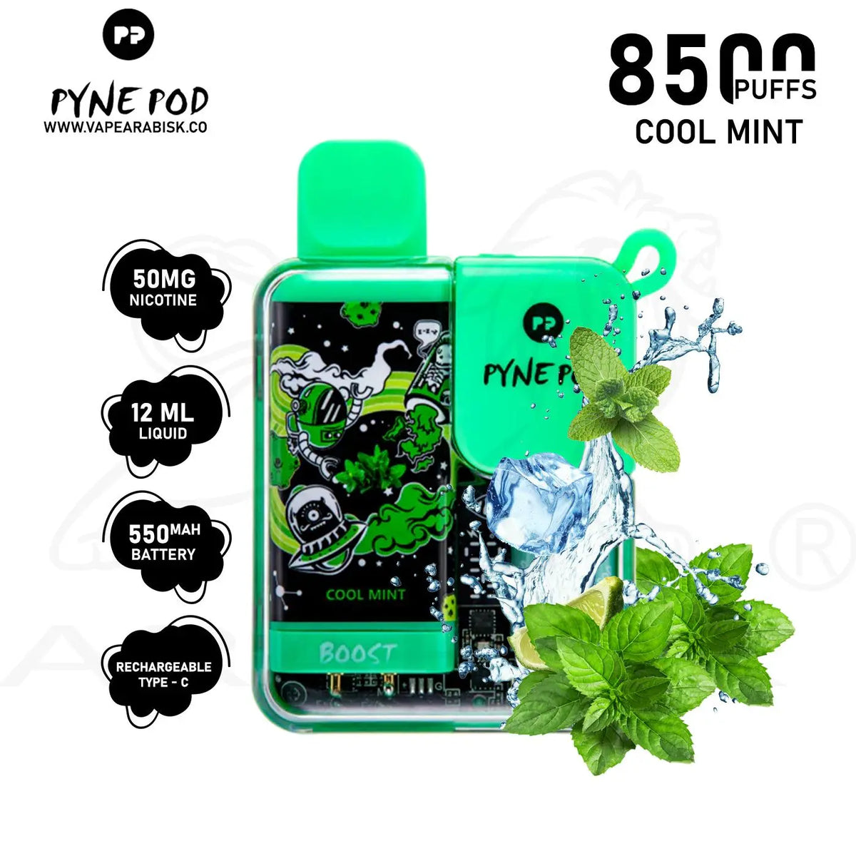 Buy PYNE POD 8500 PUFFS 50MG in Cool Mint Flavor | Disposable Device ...
