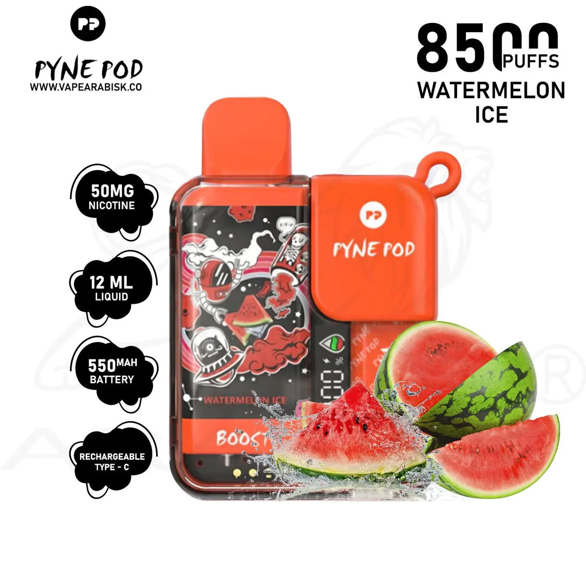 PYNE POD 8500 PUFFS 50MG in Watermelon Ice Disposable Device – Arabisk Vape