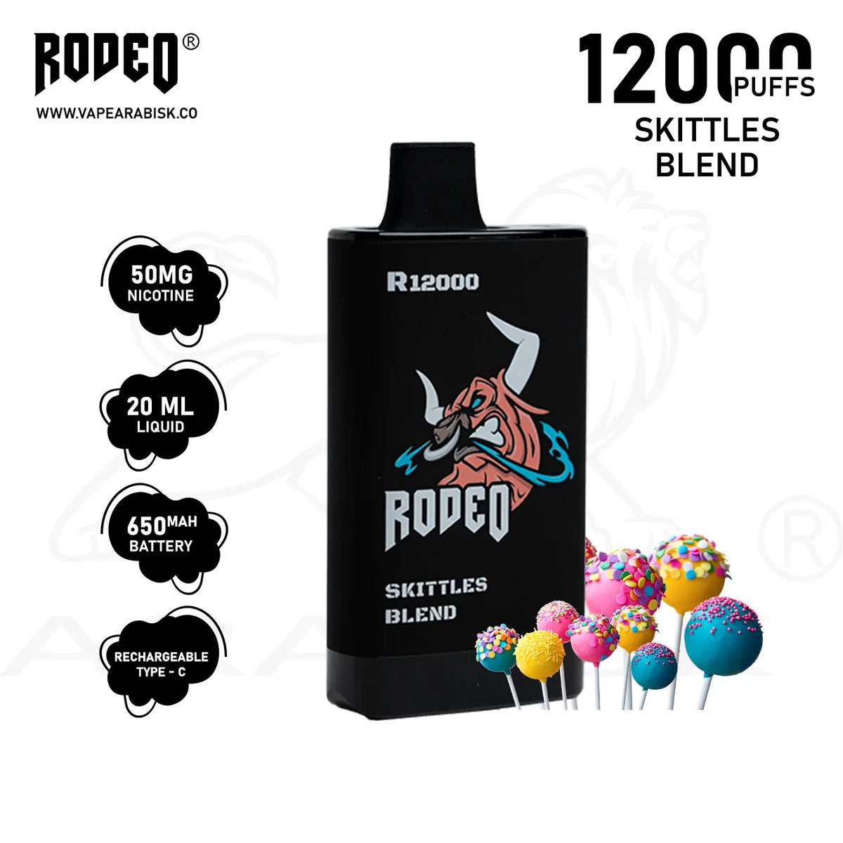 RODEO R 12000 Puffs 50mg - Skittles Blend | Disposable Vape Device ...
