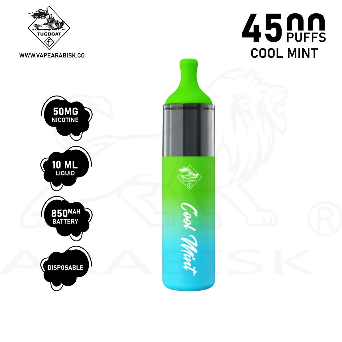 Tugboat Evo - Cool Mint 4500 Puffs 50mg – Arabisk Vape
