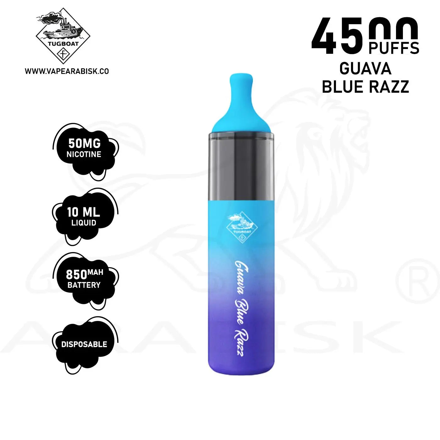 Tugboat Evo - Guava Blue Razz 4500 Puffs 50mg – Arabisk Vape