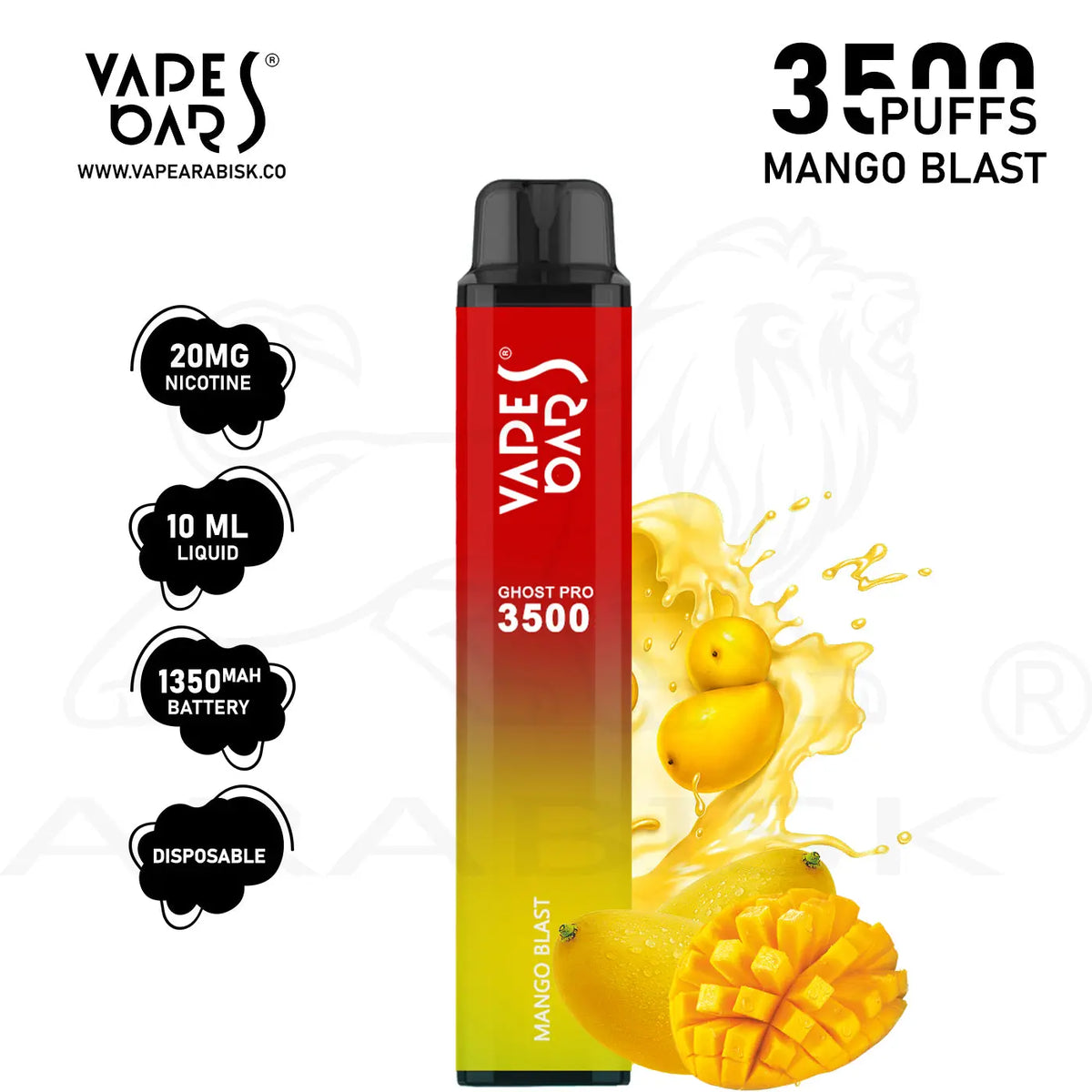 VAPES BARS GHOST PRO 3500 PUFFS 20MG - MANGO BLAST – Arabisk Vape