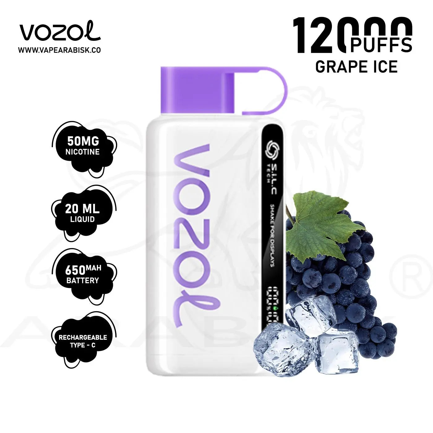 VOZOL STAR 12000 PUFFS - GRAPE ICE – Arabisk Vape