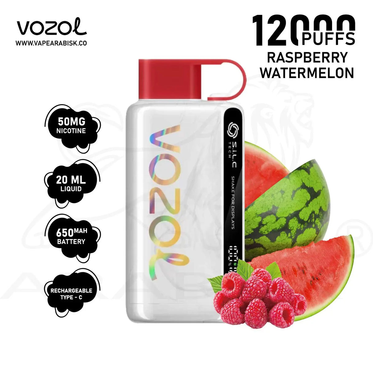 VOZOL STAR 12000 PUFFS - RASPBERRY WATERMELON – Arabisk Vape